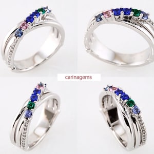 Family Ring 1- 6 Stones Personalized Sterling Silver Mother's Day ...