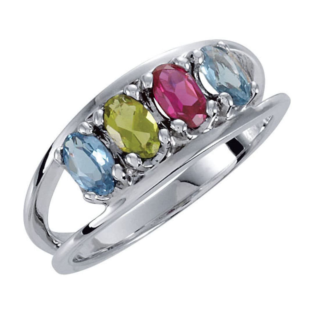 Mother's Ring 1- 6 Oval Stones Sterling Silver Mother's Day Jewelry ...