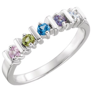 Stackable Family Ring 2- 6 Stones Sterling Silver Mother's Day Jewelry ...