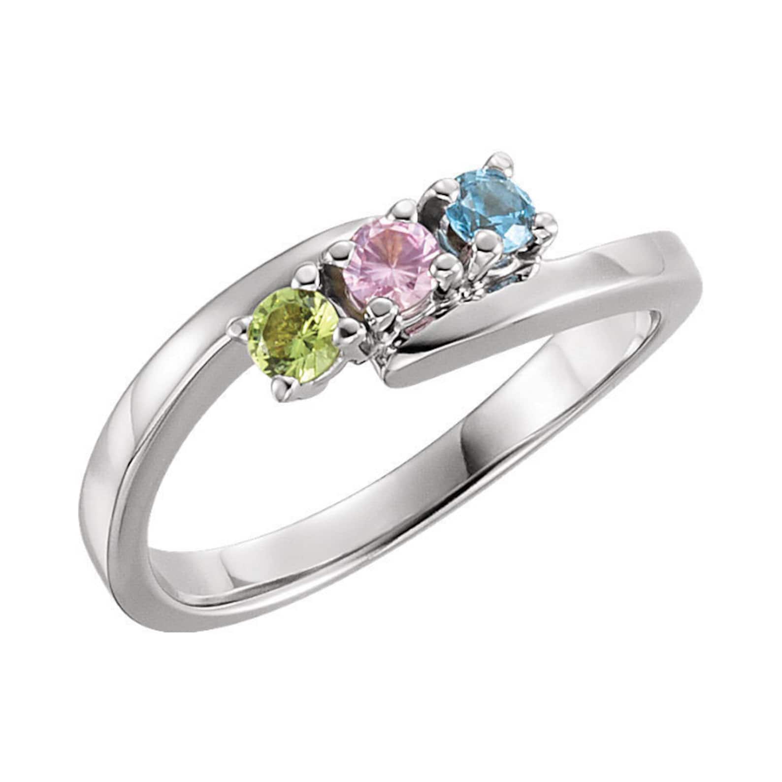 Family Ring 1- 5 Stones Personalized Sterling Silver Mother's Day ...