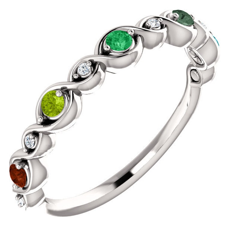 Stackable Ring. Mother's Ring 1 5 Stones Sterling Silver - Etsy