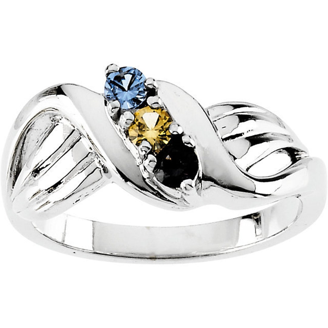Simple Design Mother's Ring 1- 3 Stones Sterling Silver Mother's Day ...