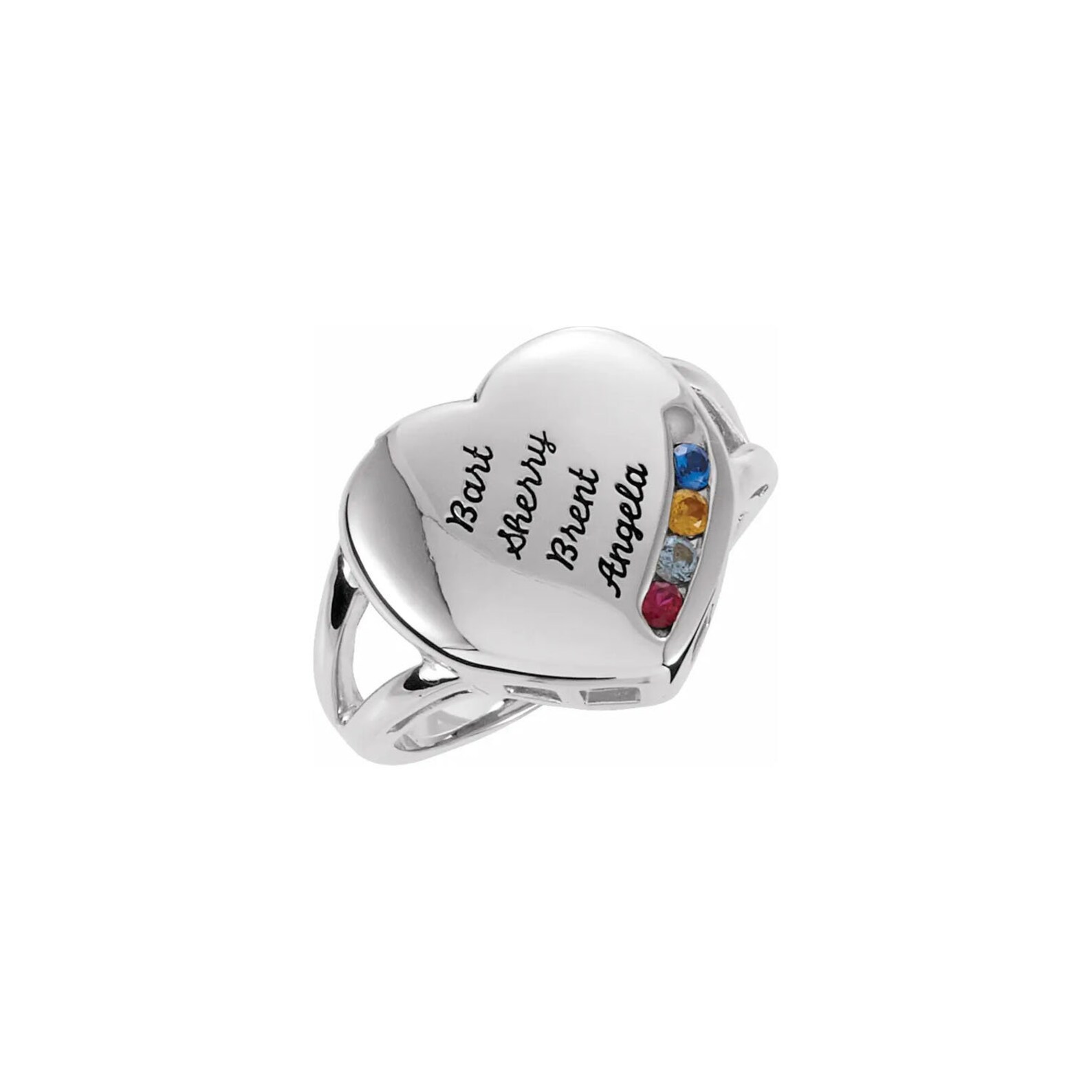 Heart Family Ring Name Engraved Mother's Jewelry Sterling | Etsy