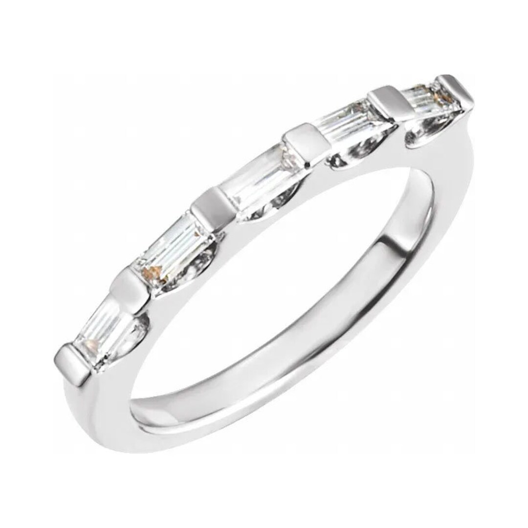 Five Baguette Stones Anniversary Ring Sterling Silver. Personalized ...