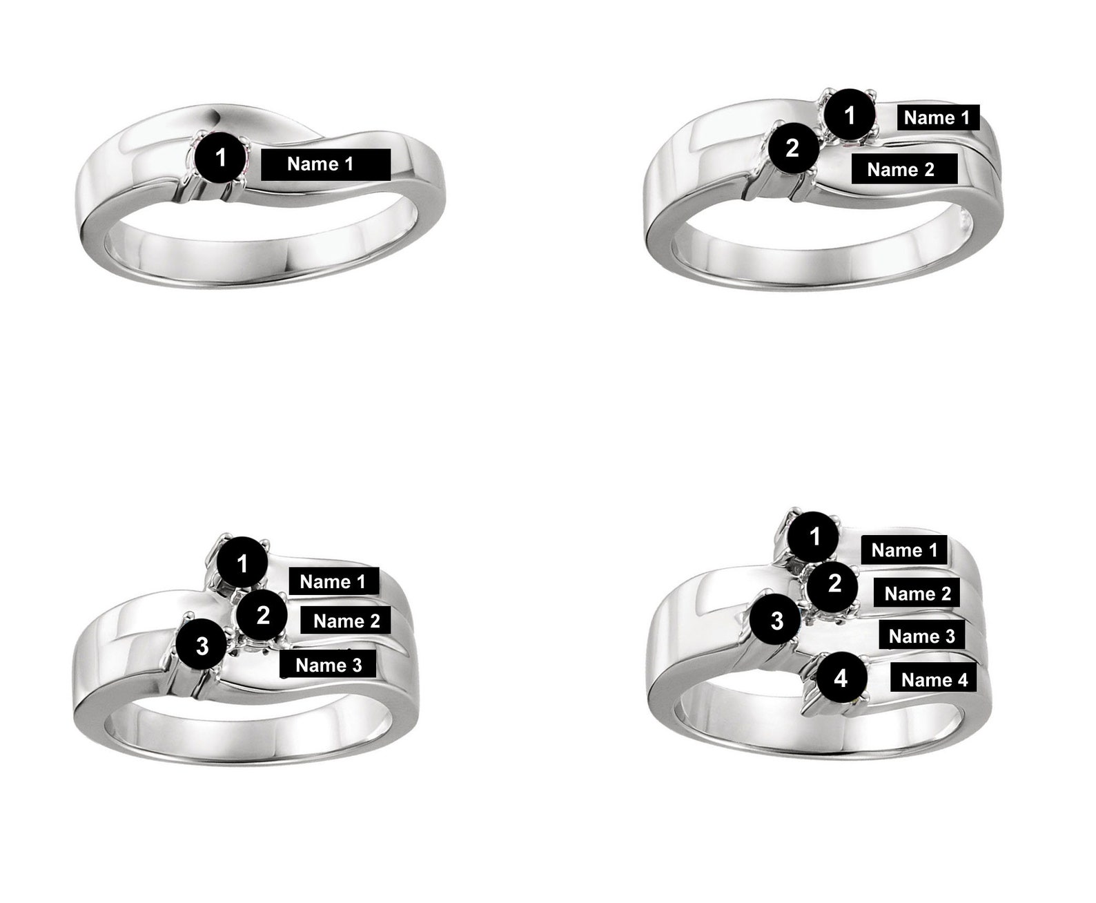 Name Engraved Family Ring Mother's Jewelry Sterling Silver - Etsy