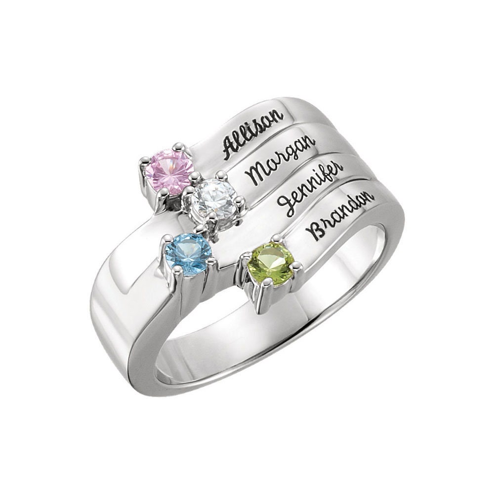 Name Engraved Family Ring Mother's Jewelry Sterling Silver - Etsy
