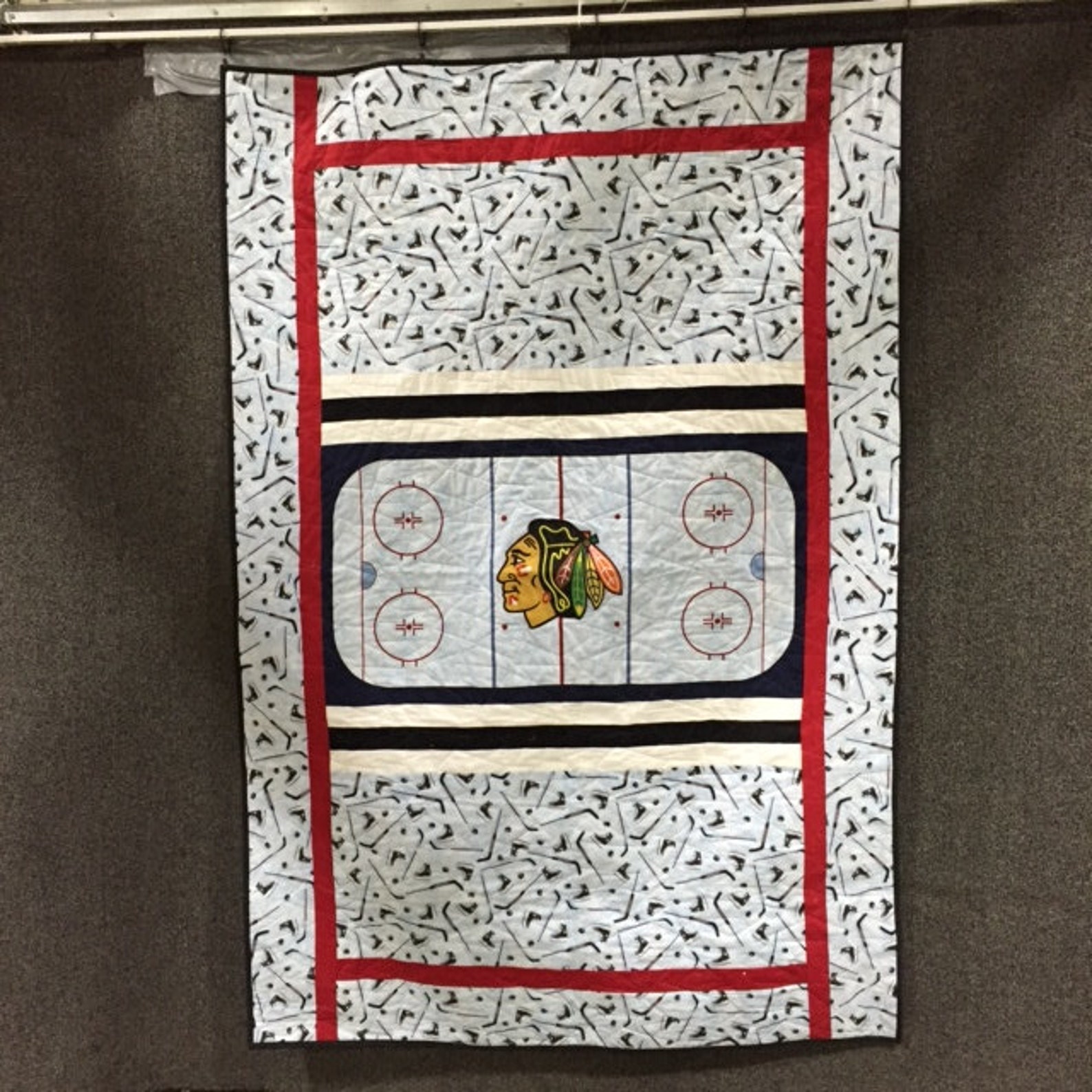 Blackhawks Hockey Rink Quilt - Etsy