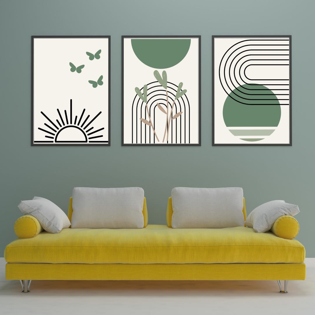 3-piece Abstract Digital Art Set, Printable Wall Decor, Modern ...