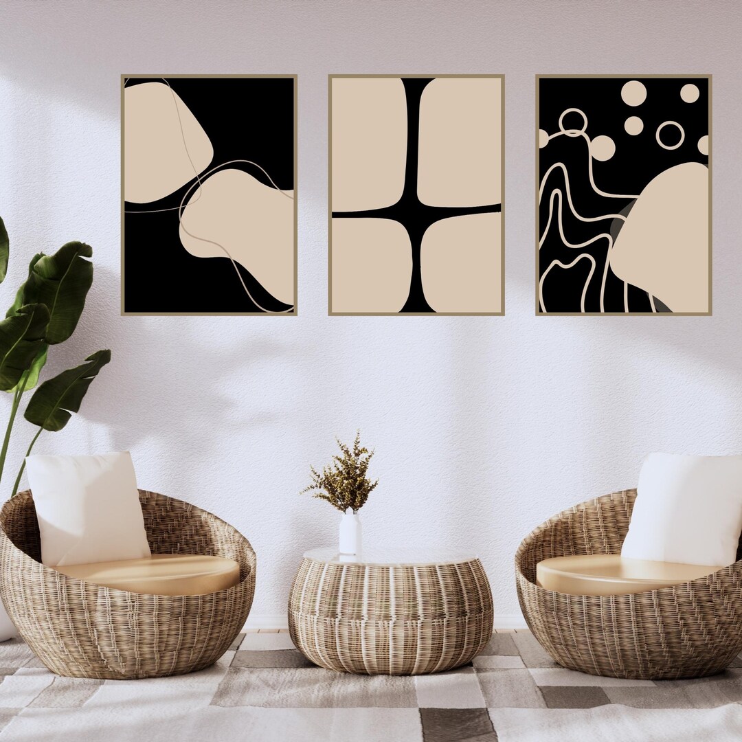 Abstract Digital Art Set of 3, Printable Wall Art for Bedroom, Living ...
