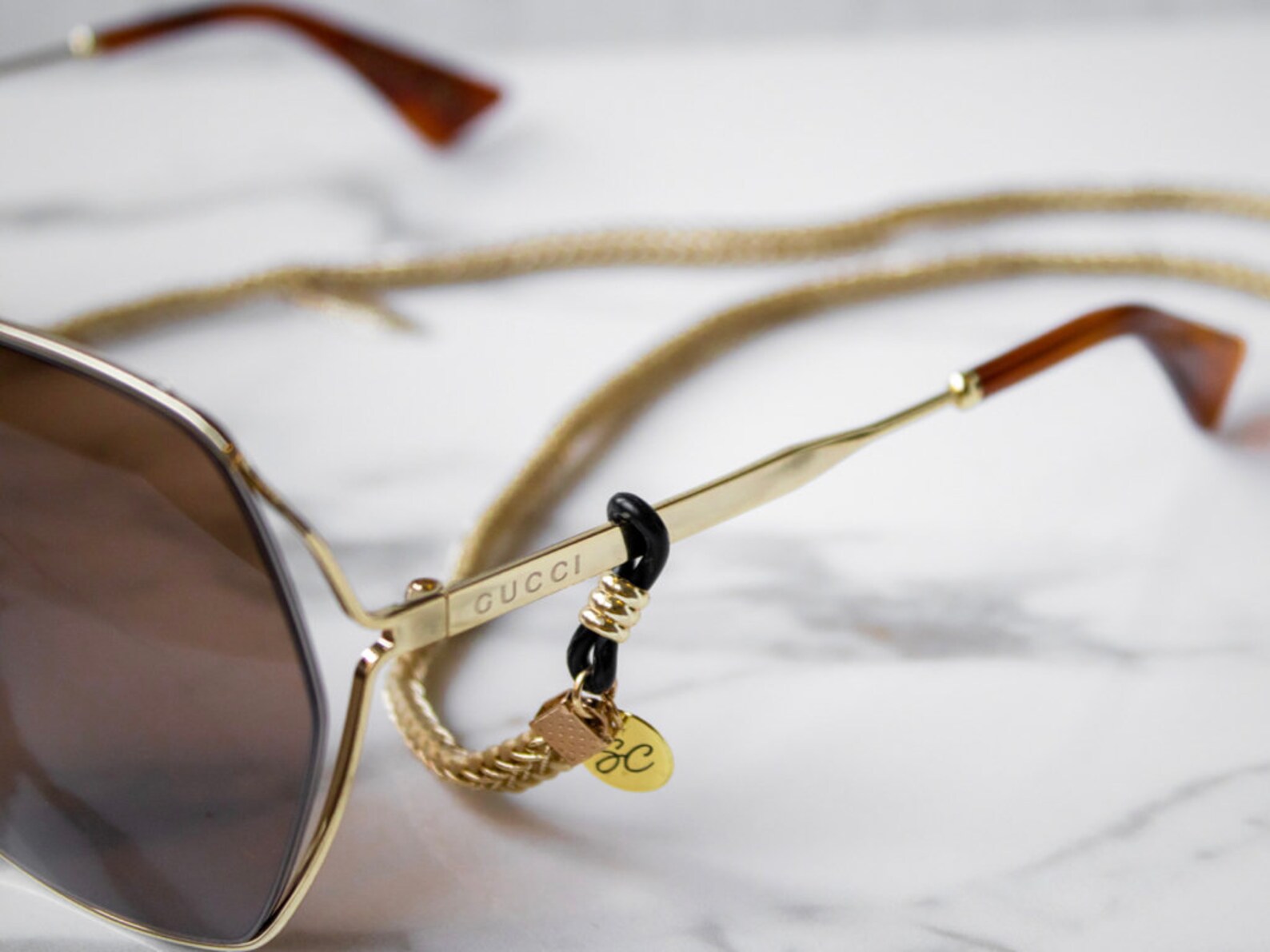 Sunglasses Strap Glasses Strap in Beige Gold Rope With Charm | Etsy