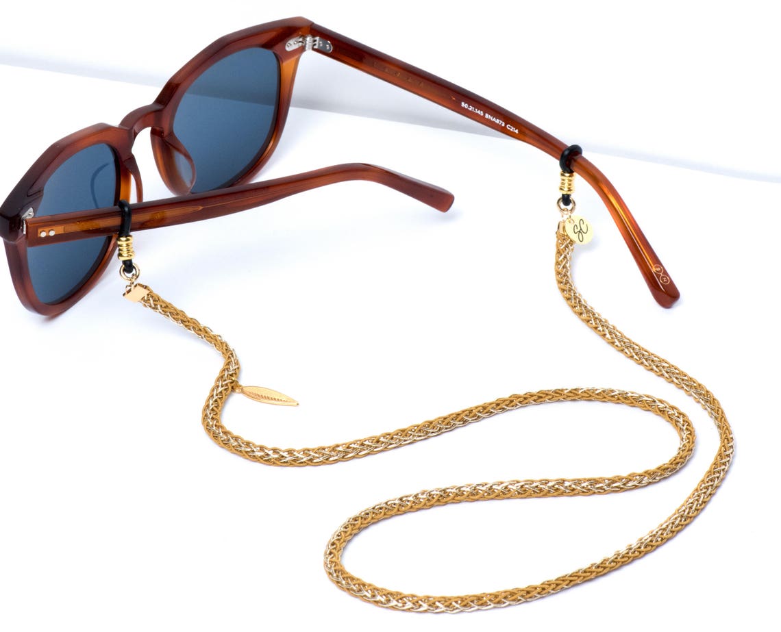 Sunglasses Strap Glasses Strap in Beige Gold Rope With Charm | Etsy