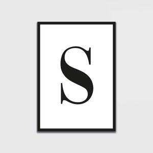 Simple Black Letter Print Personalised Print Black Initial Print ...