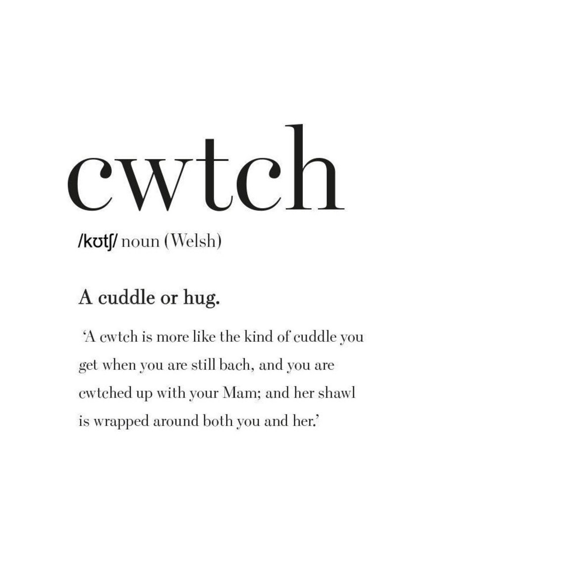 Cwtch definition print Typography print Inspirational | Etsy