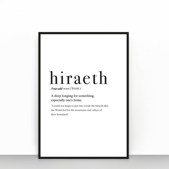 Hiraeth Definition Print Typography Print Welsh Word Art | Etsy UK
