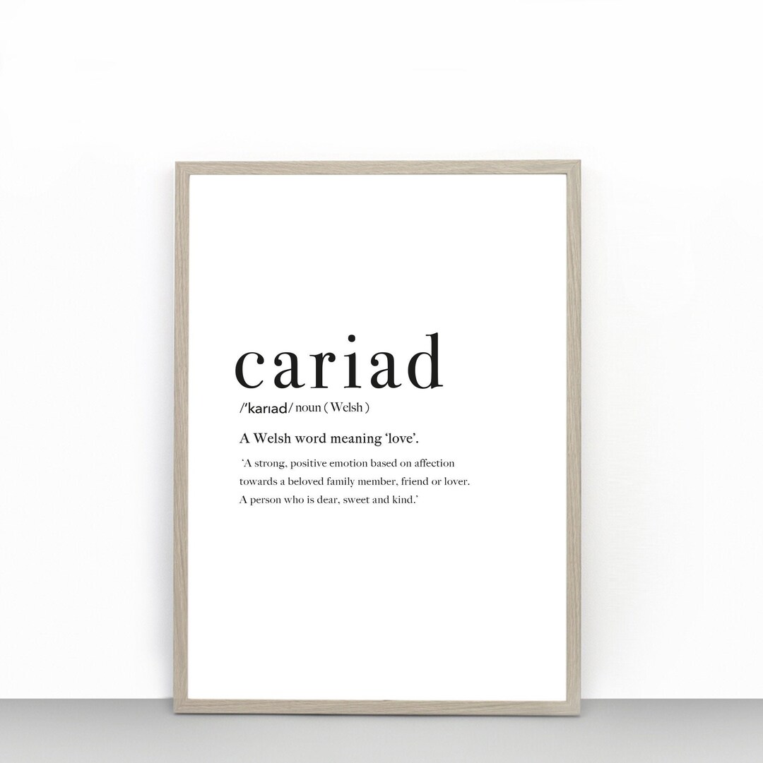 Cariad Definition Print Typography Print Inspirational Saying Welsh ...