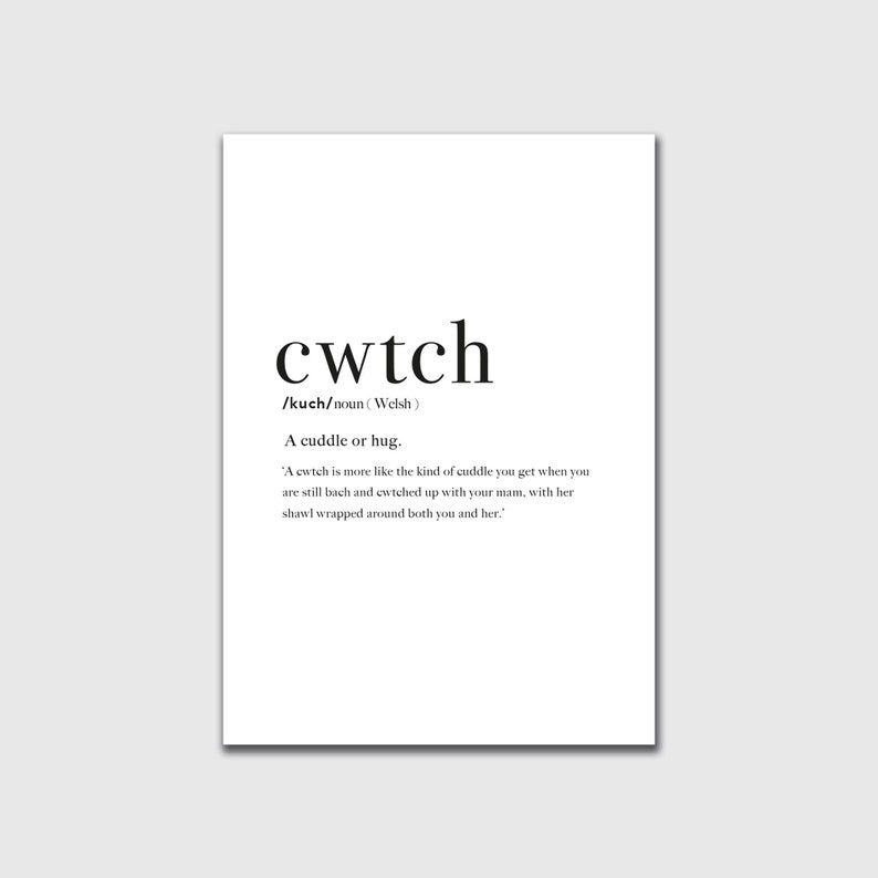 Cwtch Definition Print Typography Print Inspirational - Etsy