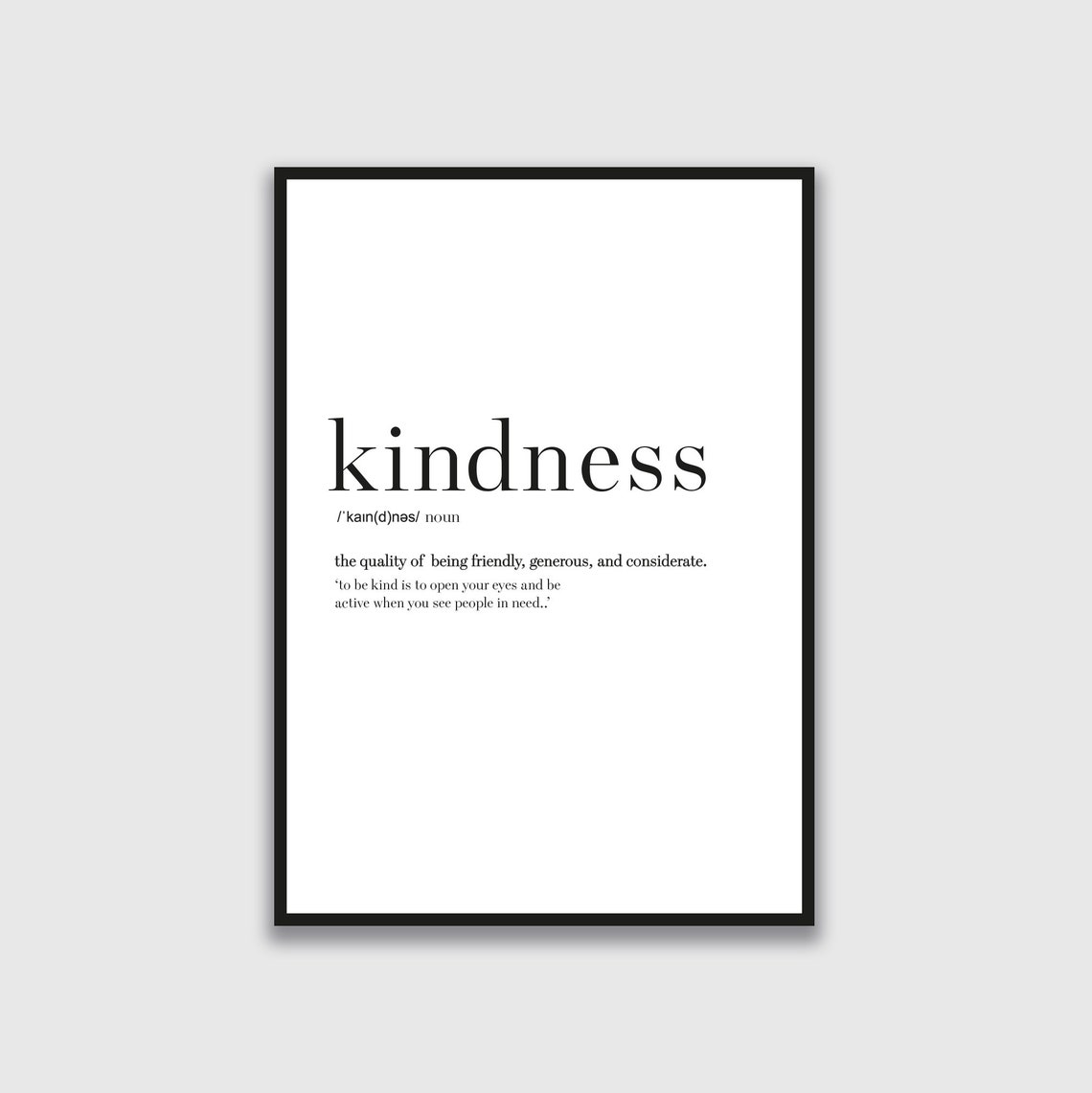 Kindness Definition Print Be Kind Typography Print | Etsy