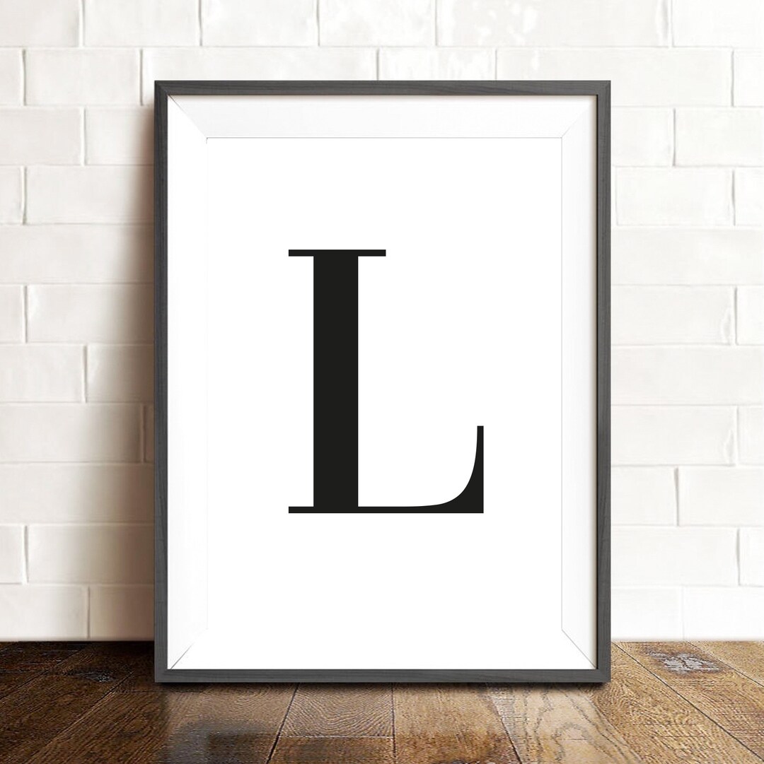 Simple Black Letter Print Personalised Print Black Initial Print ...