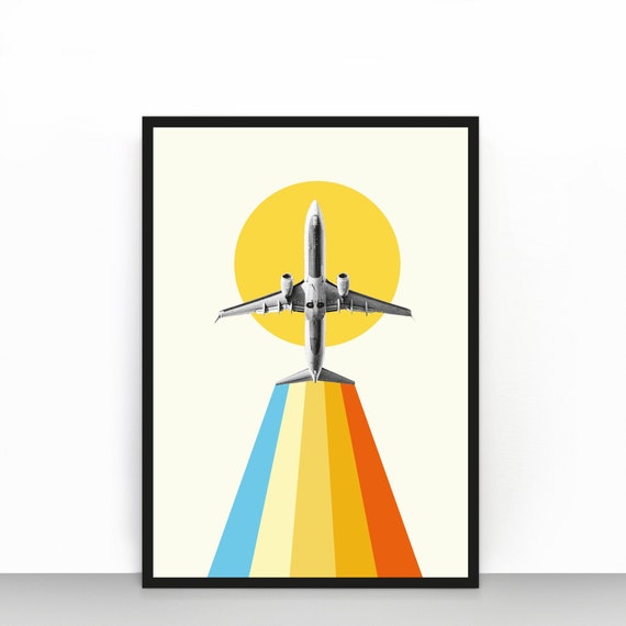 Retro Aviation Collage Print Mid Century Modern Airplane Wall | Etsy UK