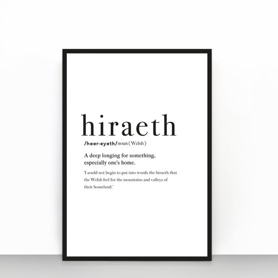 Hiraeth Definition Print Typography Print Welsh Word Art - Etsy