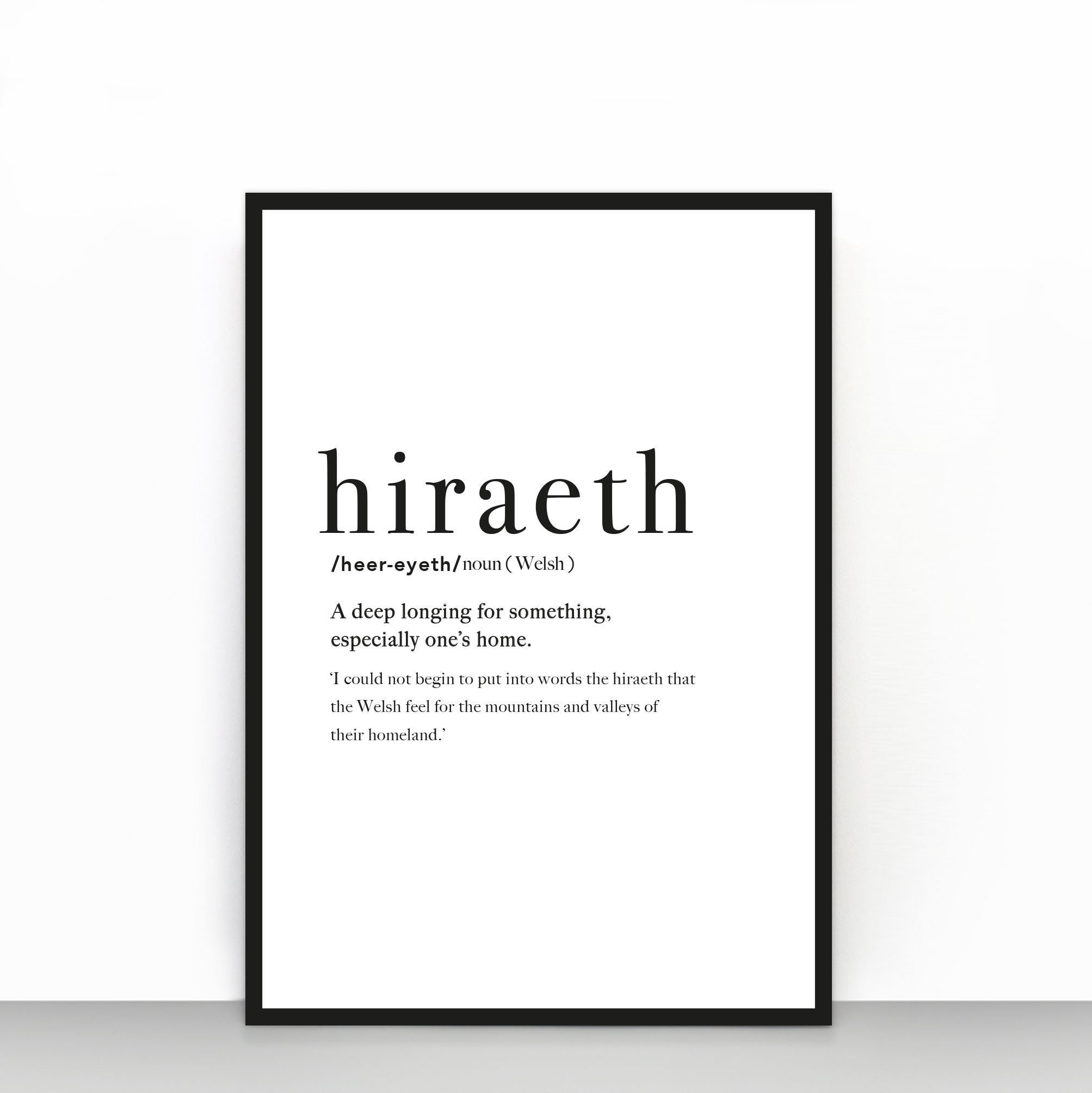 Hiraeth Definition Print Typography Print Welsh Word Art - Etsy UK