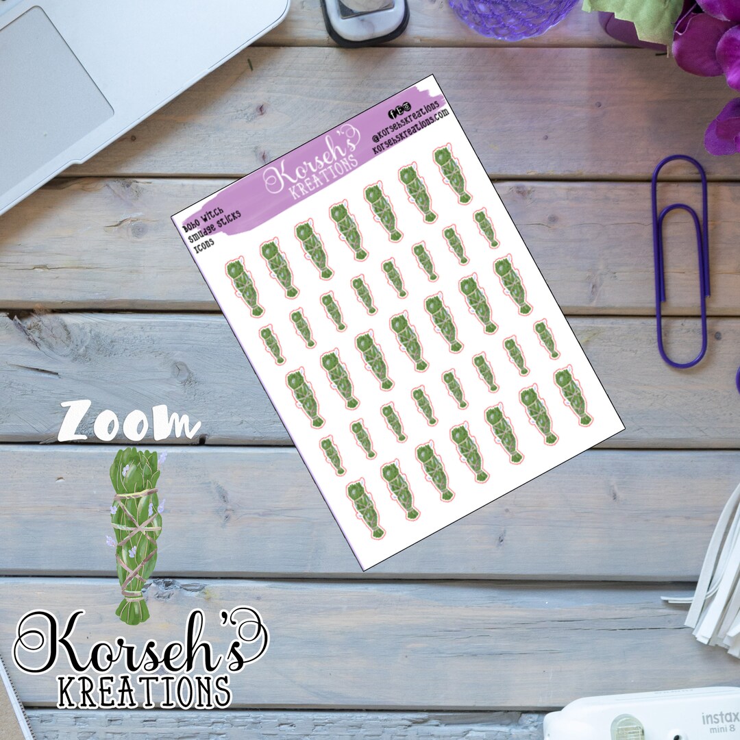 Icons Smudge Stick Life Planner Stickers Tracking - Etsy
