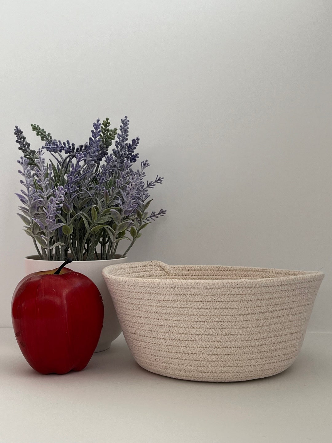 Clothesline Rope Basket Bowl With Upcycled Fabric Multicolor Butterfly ...