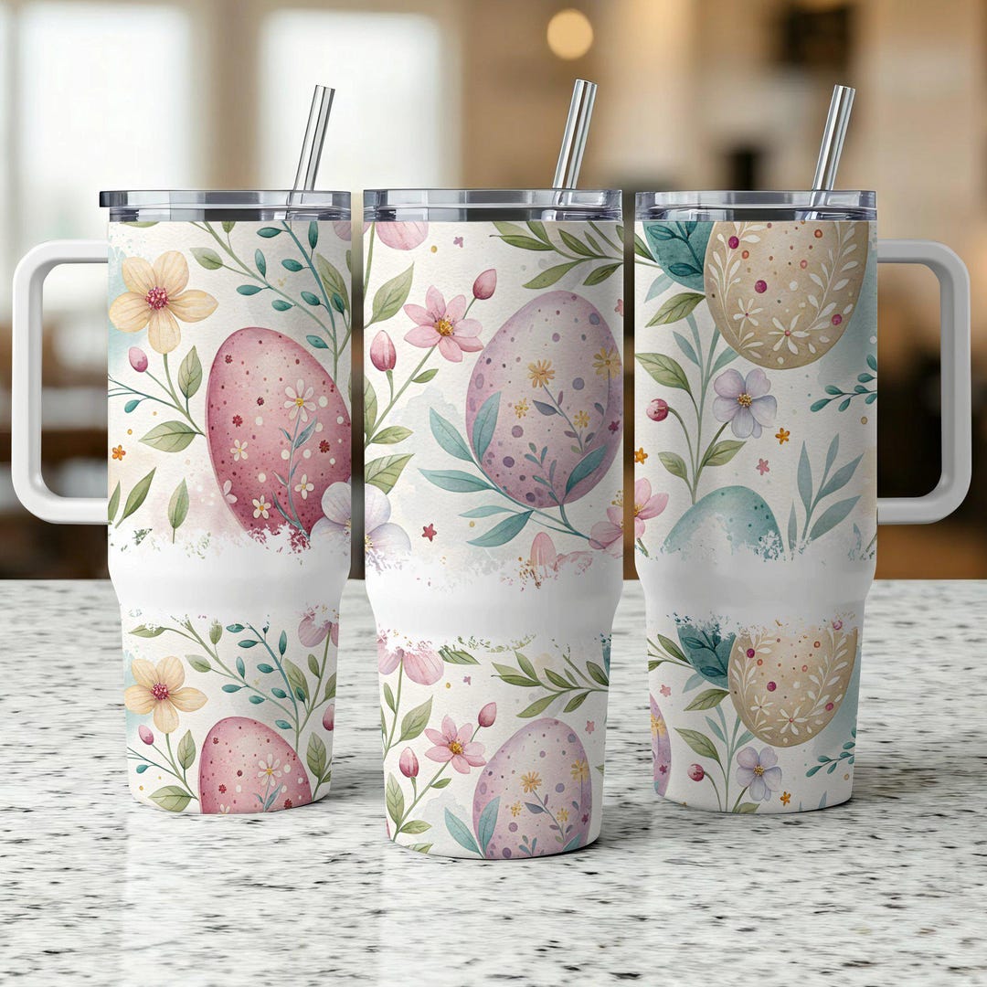 Easter Floral Egg Tumbler 40oz – Spring Flowers Eco Friendly Drinkware ...