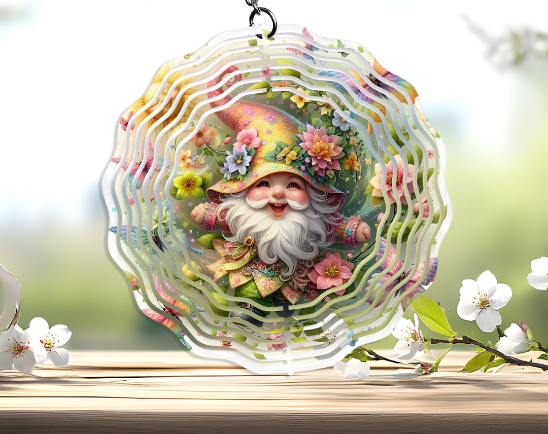Bramble O'bright | Spring Gnome Wind Spinner | PNG for DIY Crafts and ...
