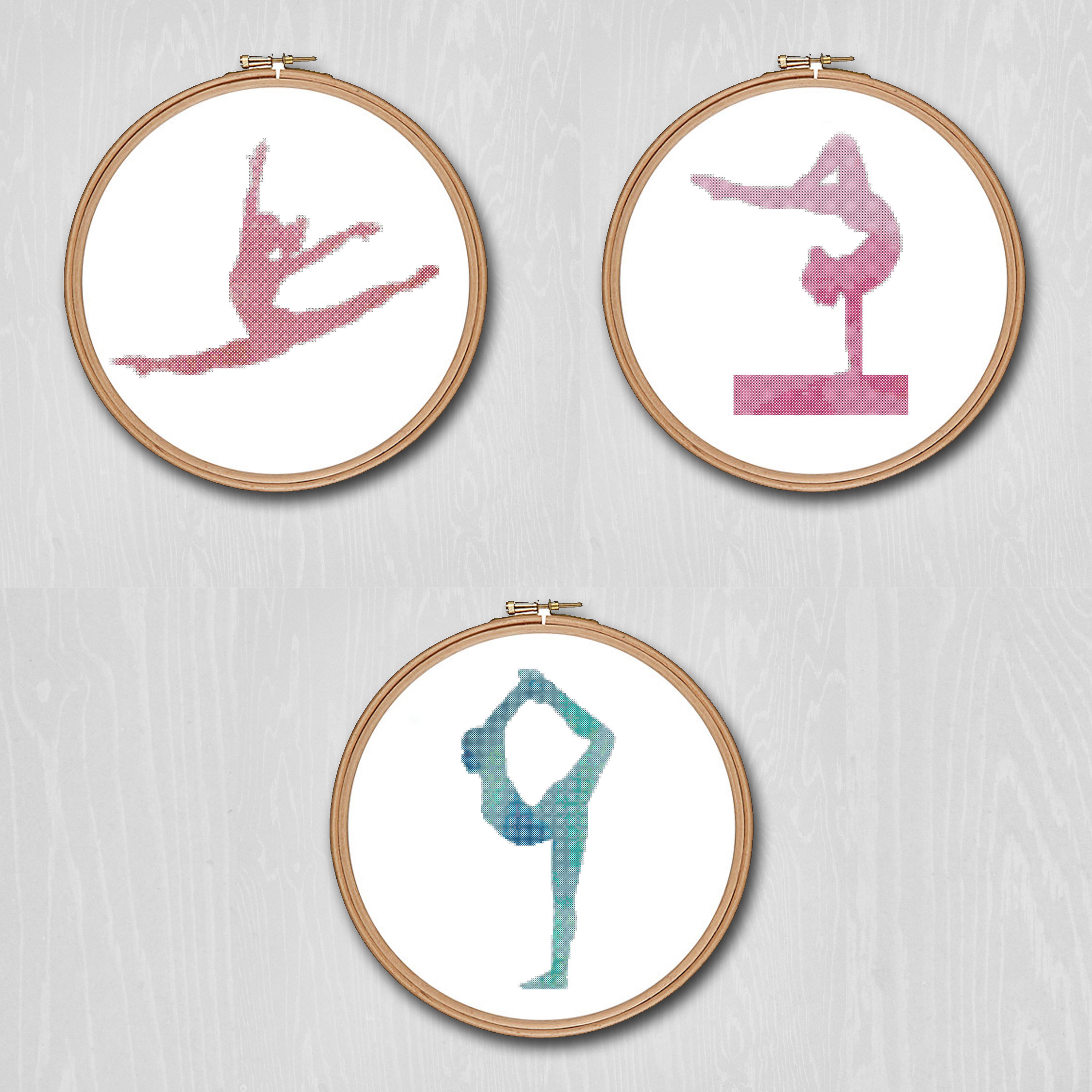 Gymnast Gymnastics Set Lot of three Counted Cross Stitch | Etsy