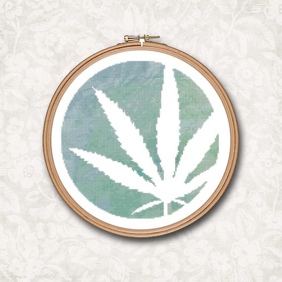 Watercolor Earth World Weed Pot Leaf Counted Cross Stitch | Etsy