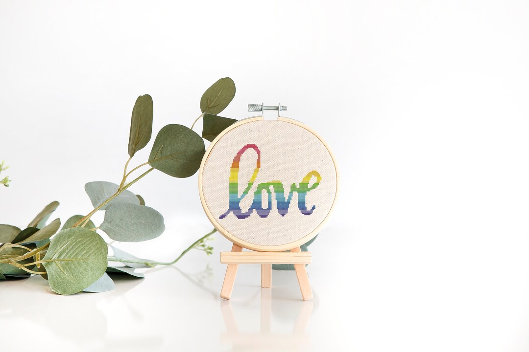 One Love Rainbow Pride Counted Cross Stitch Pattern - PDF Digital ...