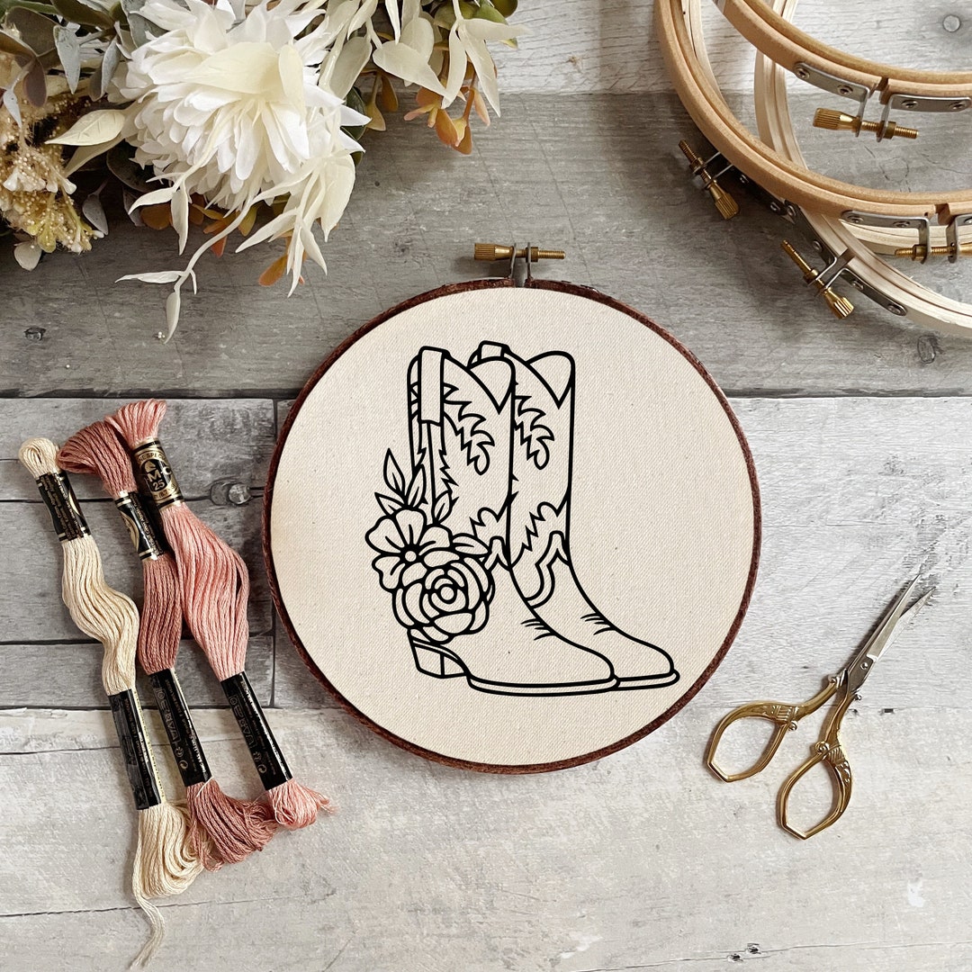 Sunflower Wildflowers in a Cowboy Boot Embroidery Hoop Pattern - PDF ...