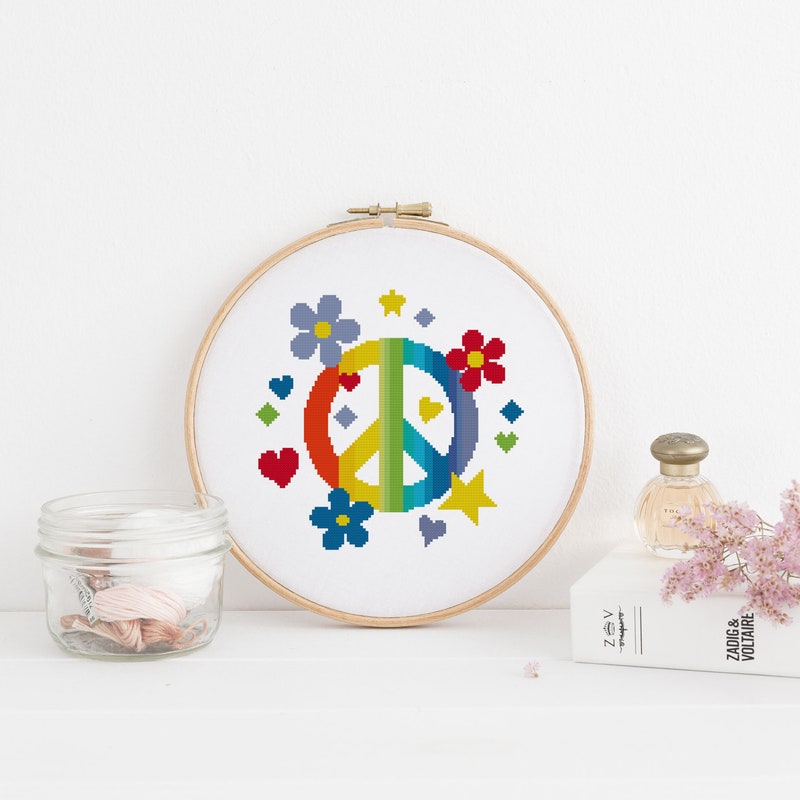 Peace Sign Cross Stitch - Etsy