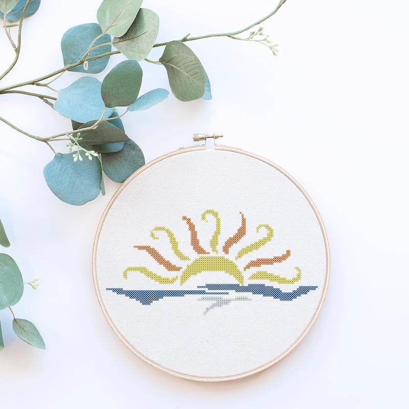 Cross Stitch Sunset - Etsy