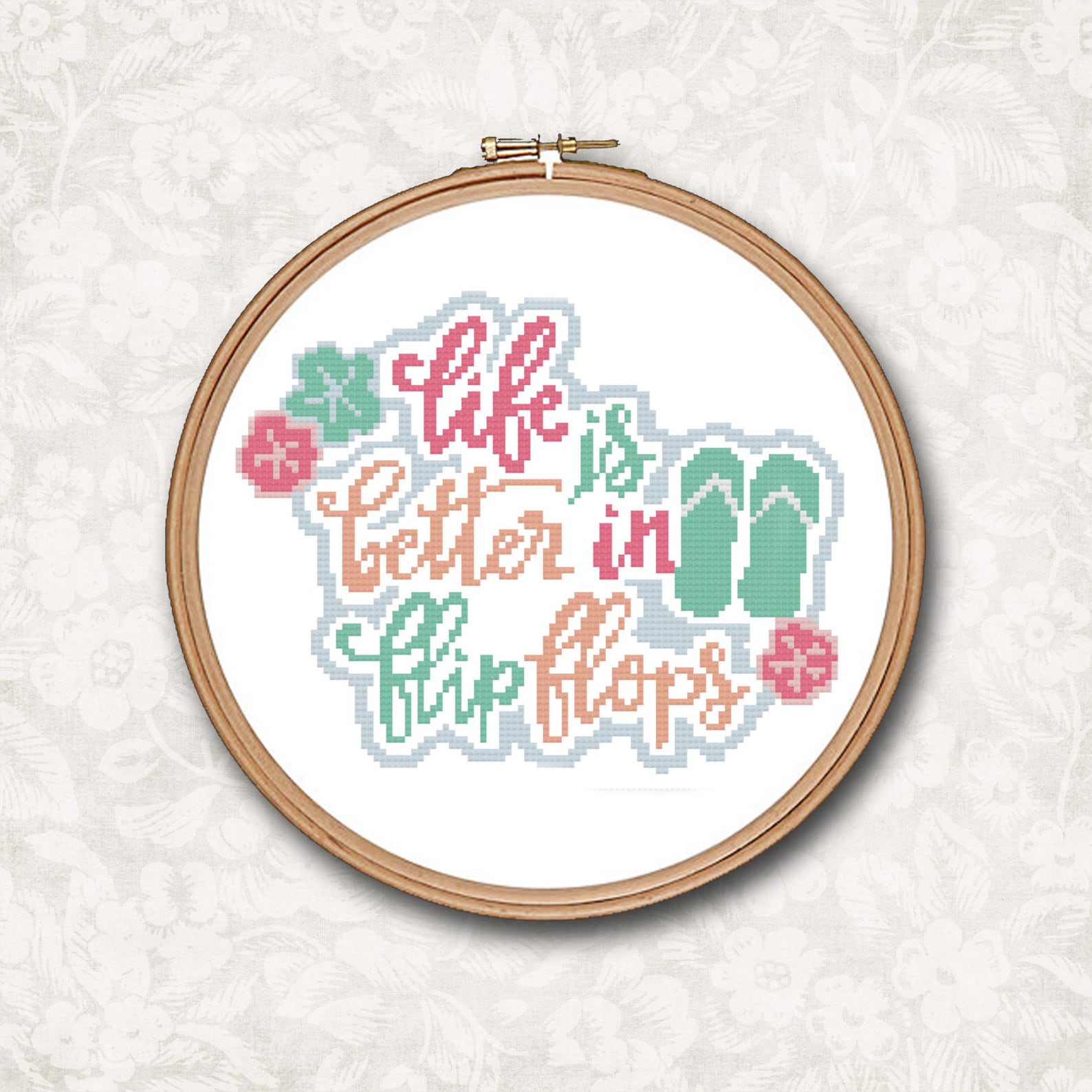 Life is Better in Flip Flops Beach Art Counted Cross Stitch - Etsy