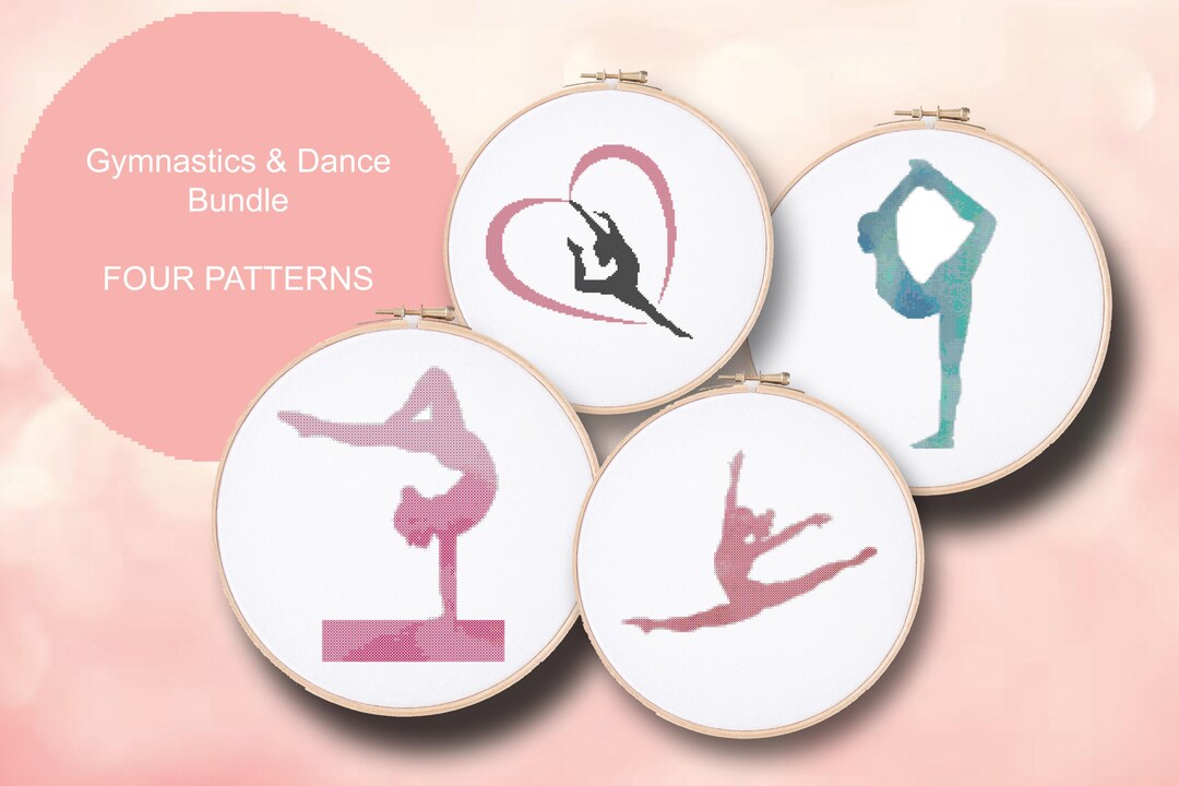 FOUR Pattern BUNDLE - Gymnastics Dance Counted Cross Stitch Patterns ...