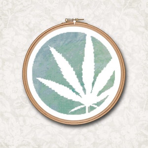 Set of SIX Weed Pot Marijuana Leaf Quotes Counted Cross Stitch Pattern ...