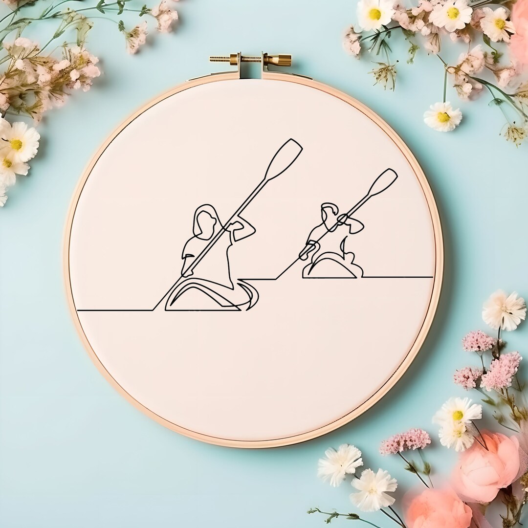 Couple Kayak Kayaking Beach Ocean Art - Embroidery Hoop Pattern - PDF ...