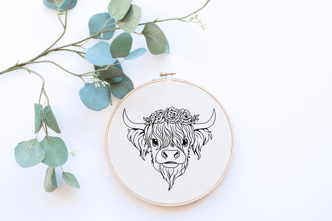 Highland Cow Embroidery Hoop Pattern - PDF Digital Download - Etsy