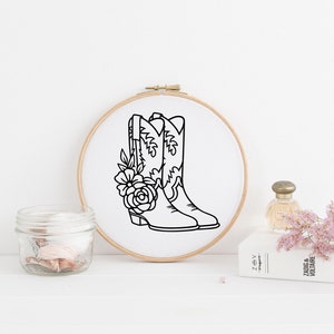 Sunflower Wildflowers in a Cowboy Boot Embroidery Hoop Pattern - PDF ...