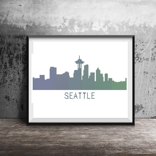 Seattle Counted Cross Stitch Pattern Washington Night - Etsy