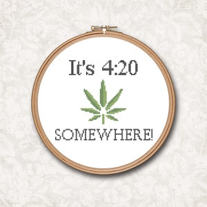 Set of SIX Weed Pot Marijuana Leaf Quotes Counted Cross - Etsy