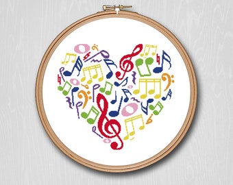 Music Notes Cross Stitch - Etsy