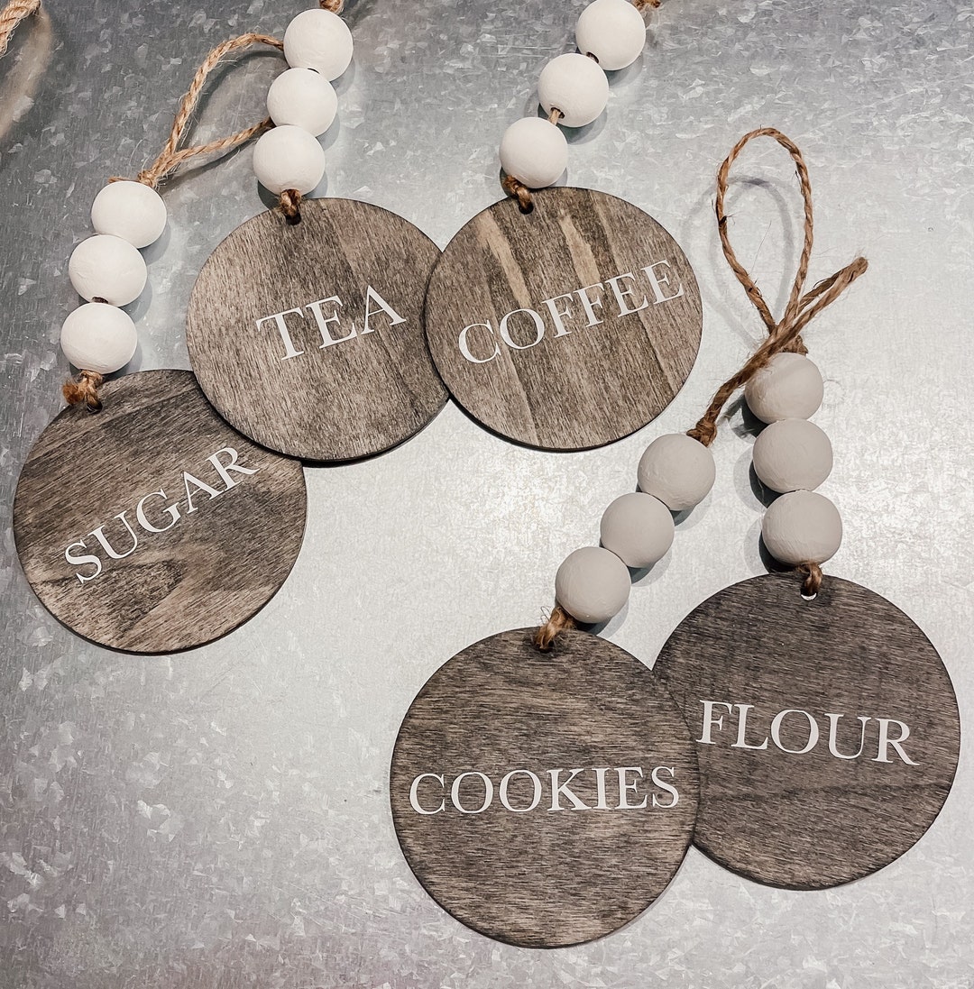Wood Canister Tags/ Pantry Organization/ Wood Tags - Etsy