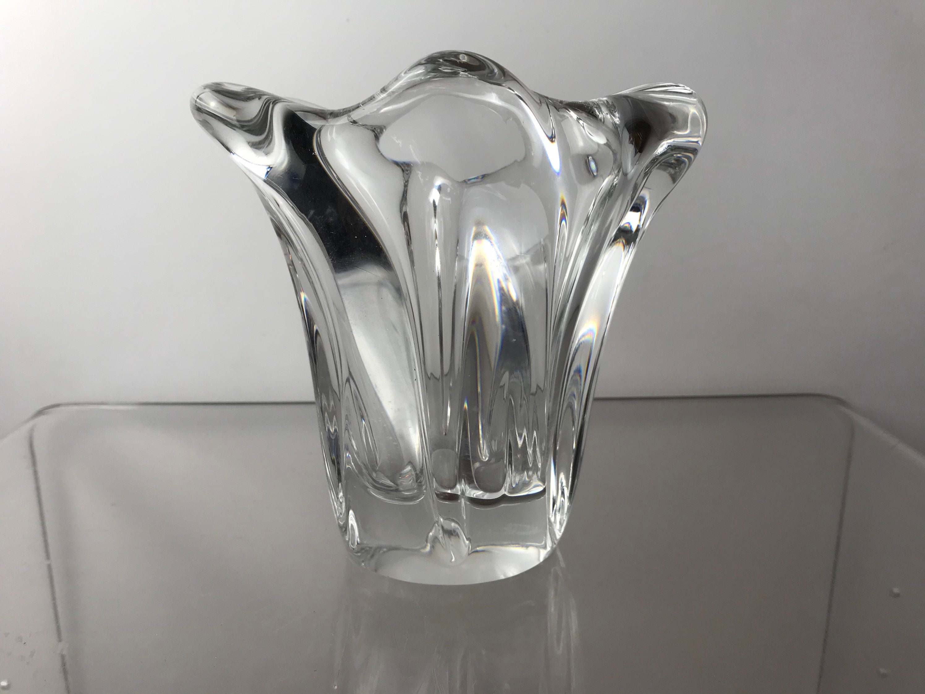 Daum Crystal Vase 1950s Francia super elegante y raro - Etsy España