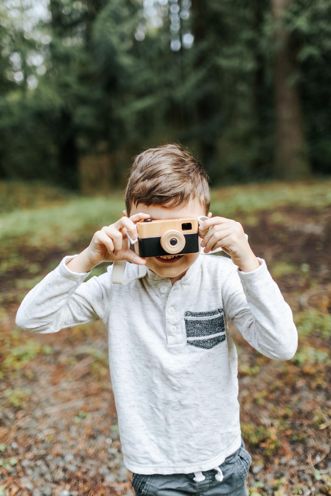 Kids Camera, Wooden Camera With Rotating Lens and Cotton Strap, Wooden ...