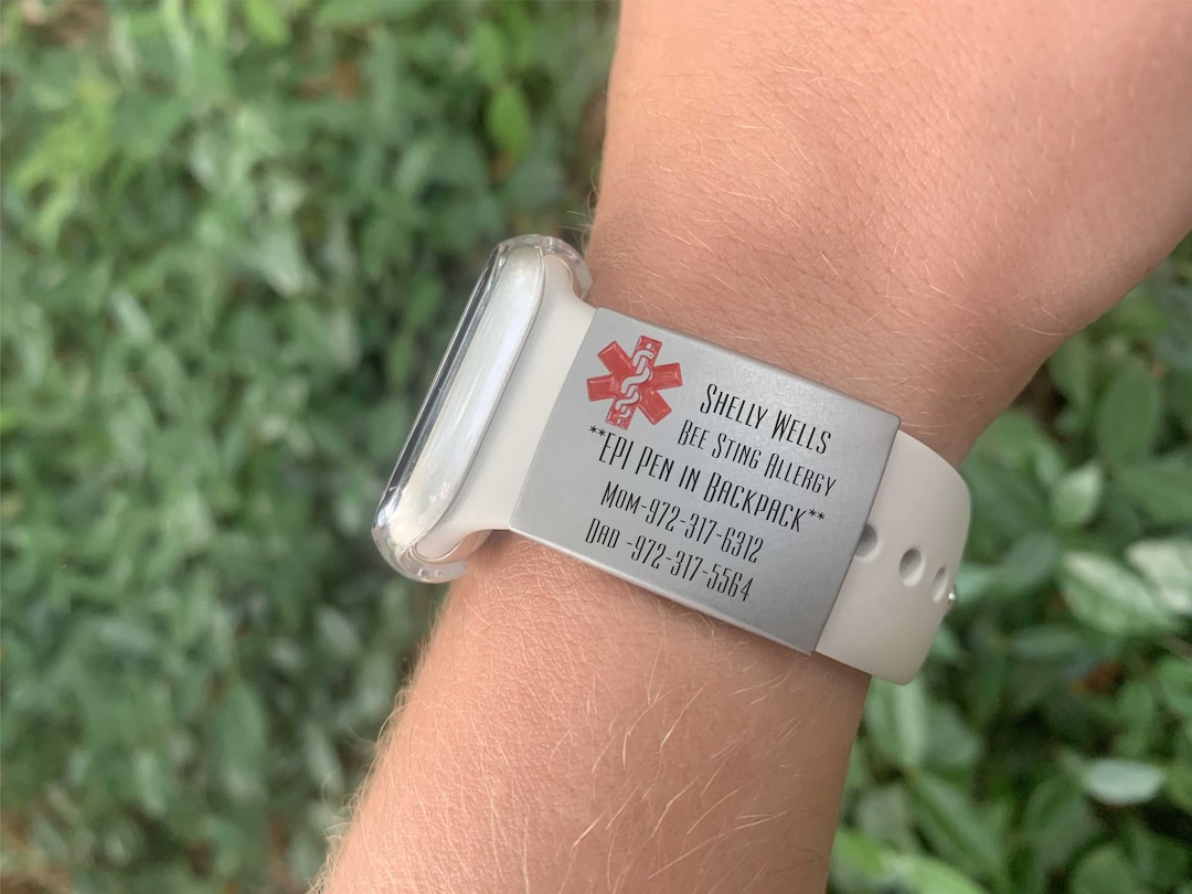 Medical Alert Tag for Apple Watch Band: Stainless Steel First Responder ...