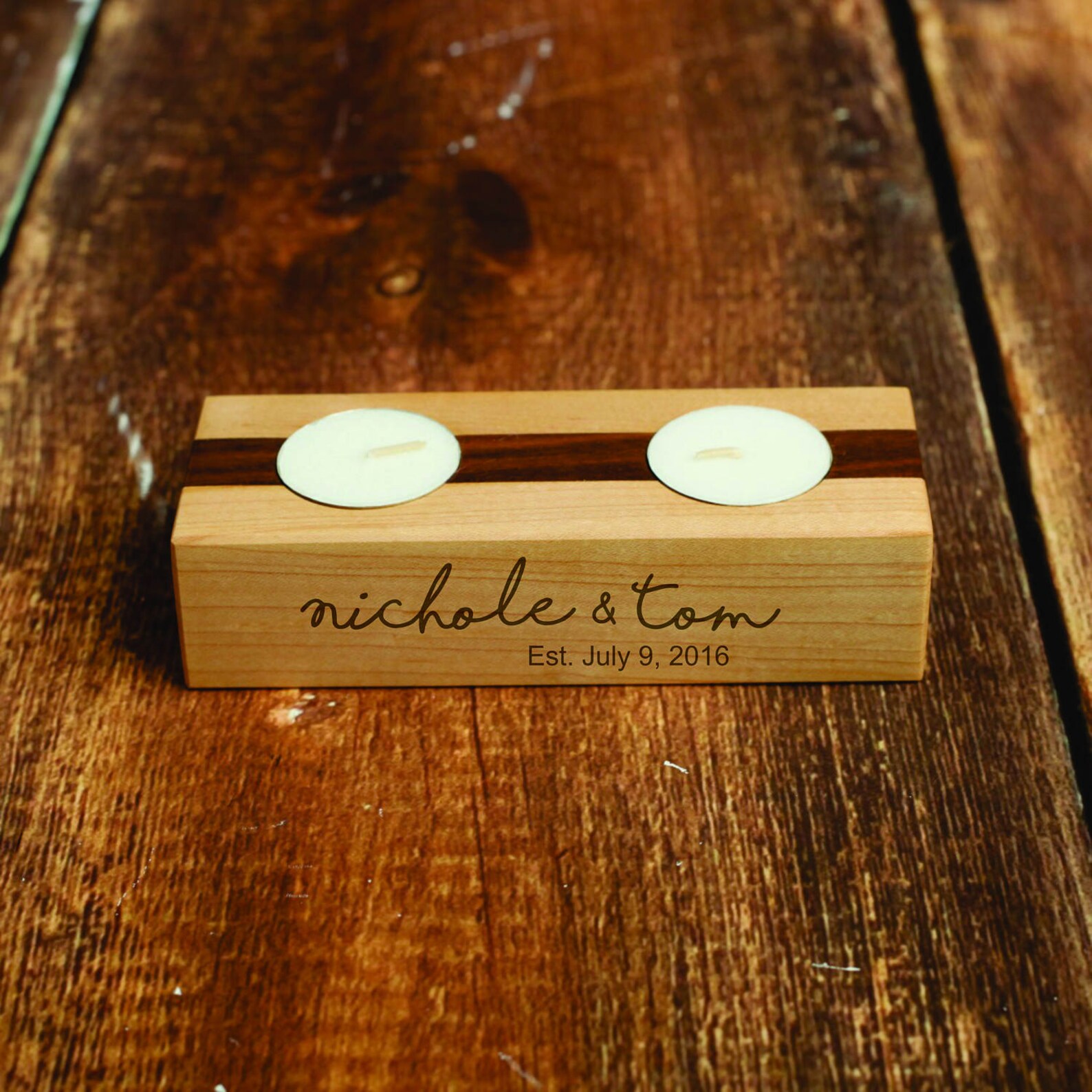 Personalized Wood Tealight Candle Holder Custom Wooden Tea - Etsy