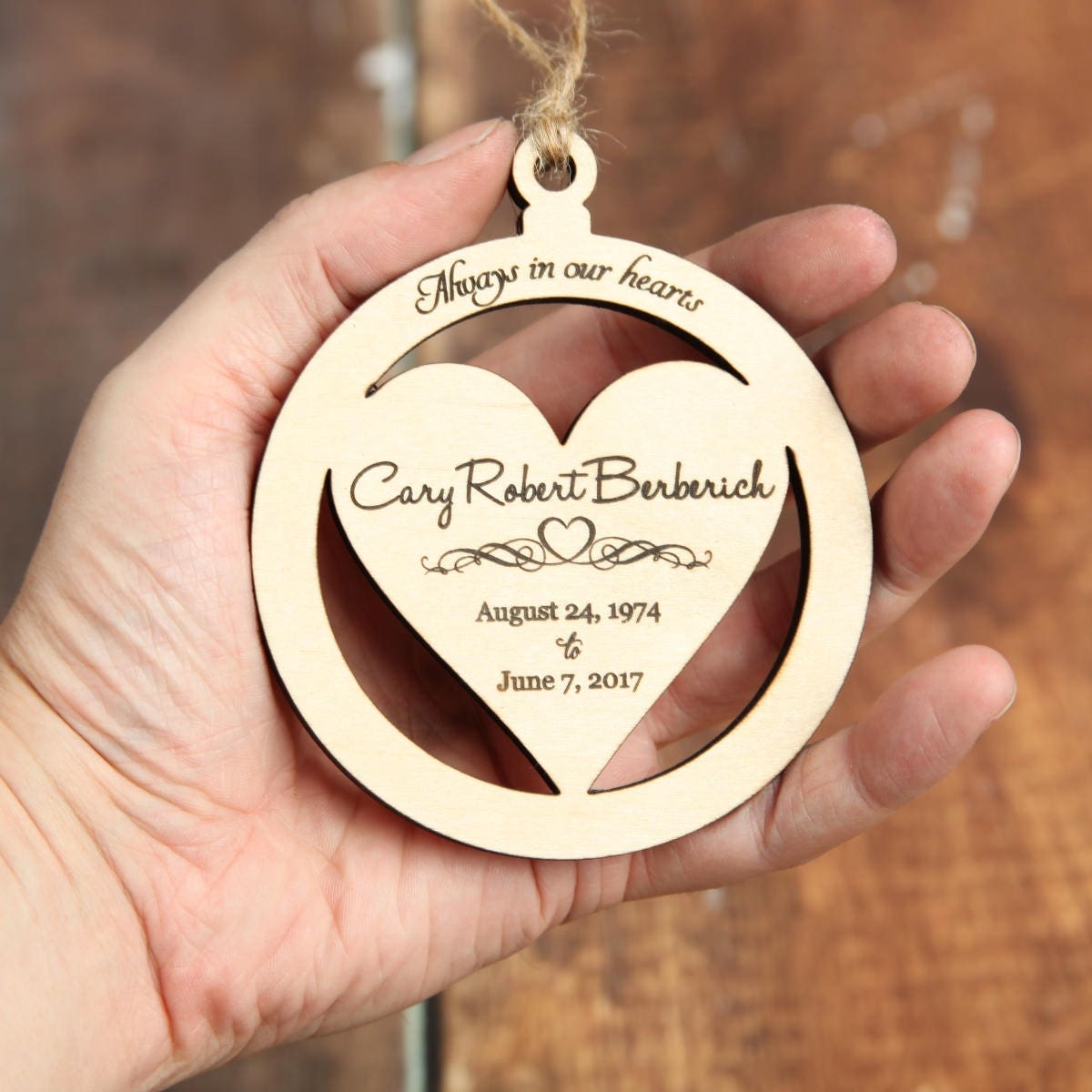 Wood Memorial Ornament Memorial Christmas Ornament Personalized Wood Wood Memorial Ornament Memorial Christmas Ornament Personalized Wood